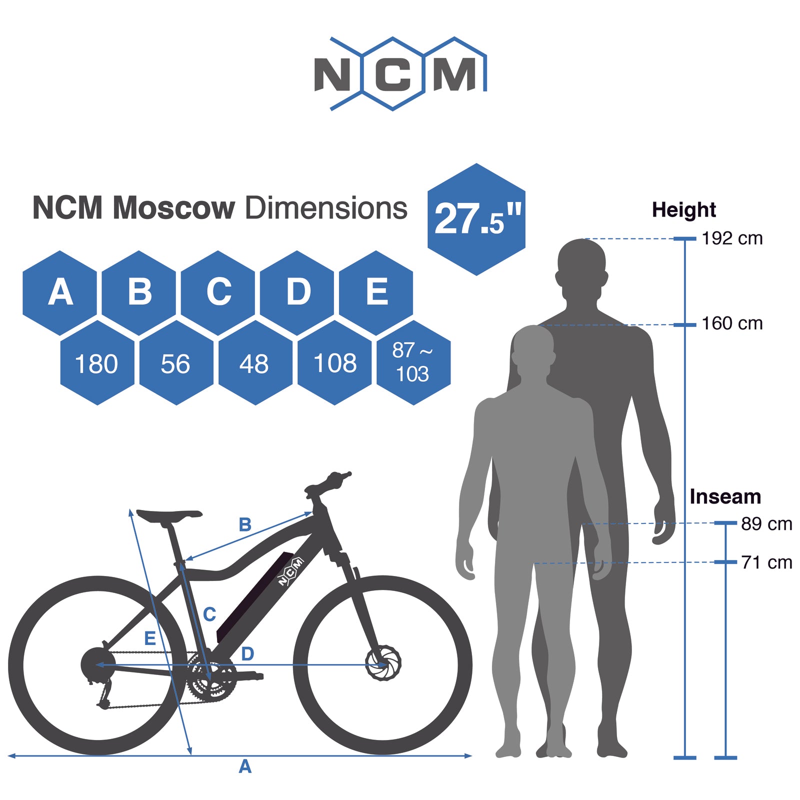 NCM Moscow Plus E-Mountain Bike – 120km Range | SalteBikes